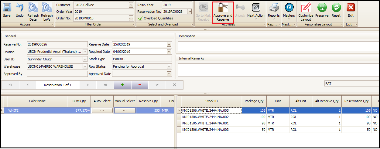 Manual Reservation from Free Stock